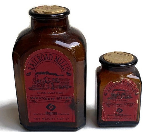 Two Antique Amber Glass Snuff Bottles Original Labels and Corks ...
