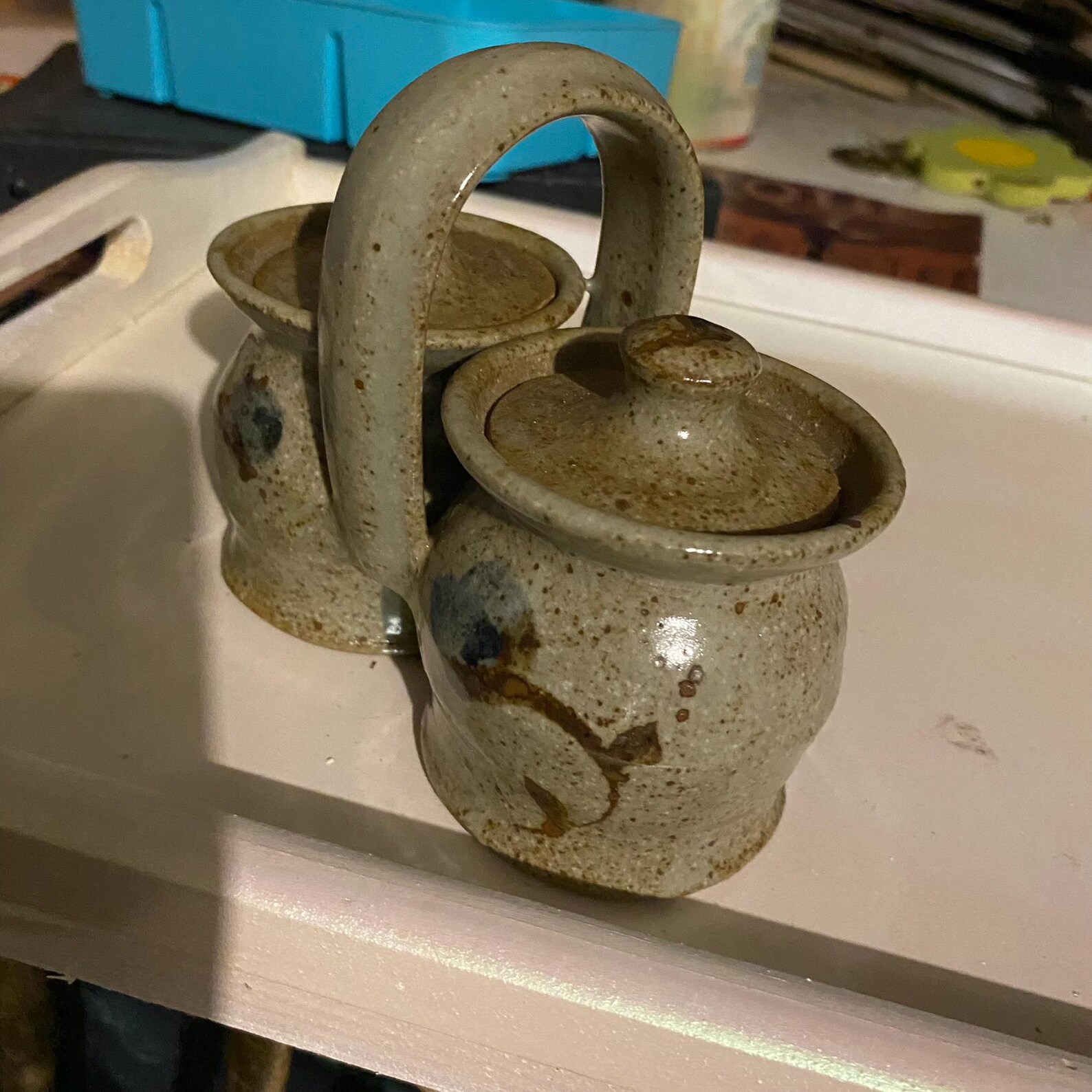 Vintage Made in Japan Stoneware Cream & Sugar Crock With Lids and Top ...