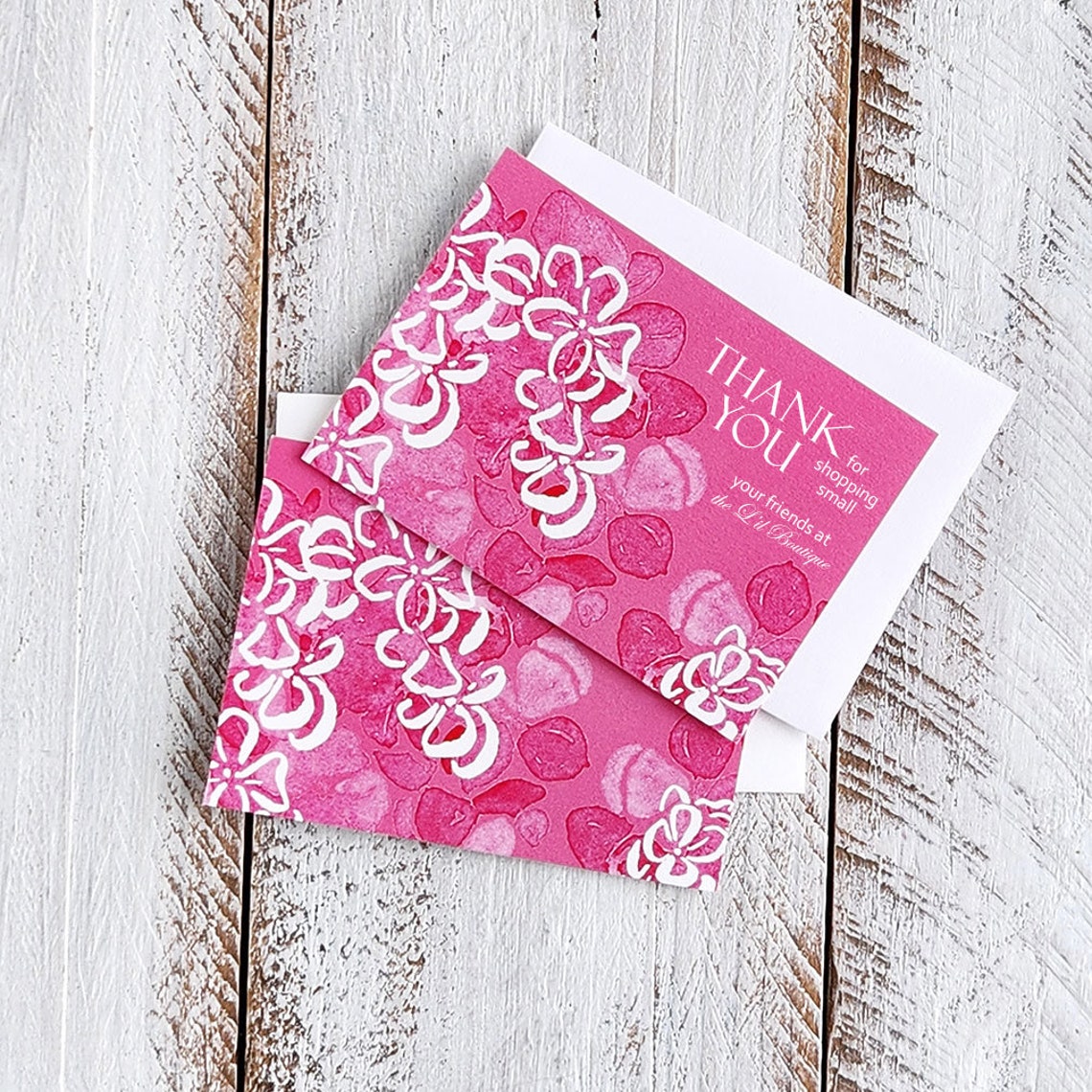 Pink Hydrangea Mini Card Template, Small Thank You Card, Editable Card ...