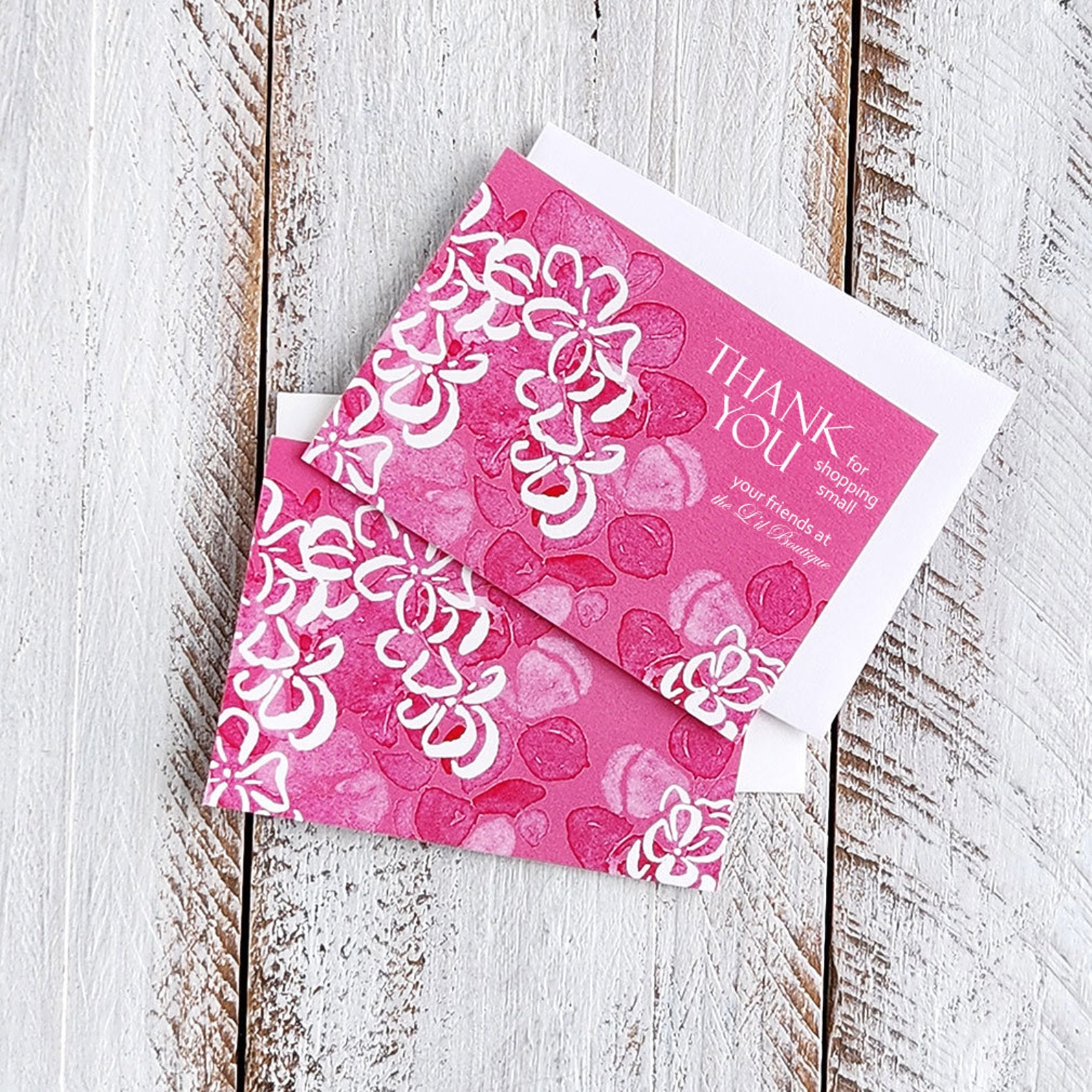 Pink Hydrangea Mini Card Template, Small Thank You Card, Editable Card ...