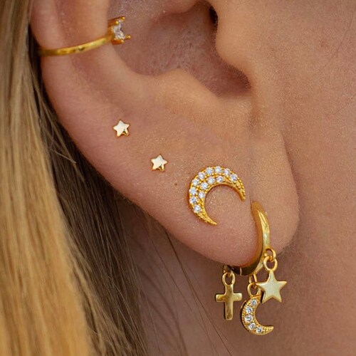 Tiny Star Stud Earrings Dainty Stud Earrings Sterling - Etsy