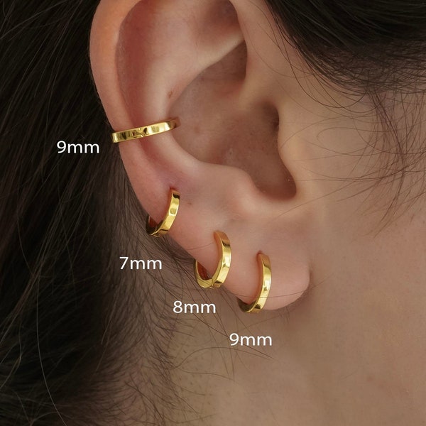 Tiny Square Hoops Earrings - Etsy