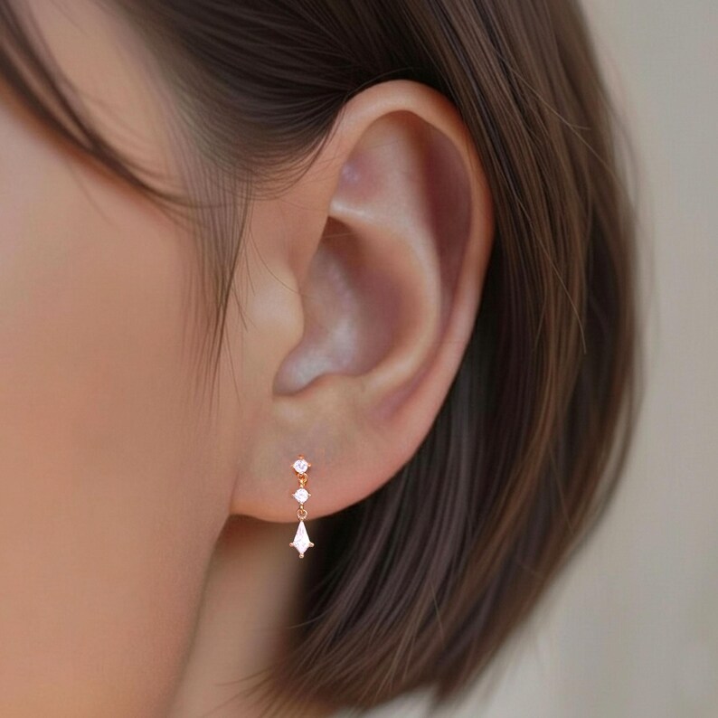 20/18/16G Cz Dangle Push Pin Labret • Titanium Threadless Flat Back ...