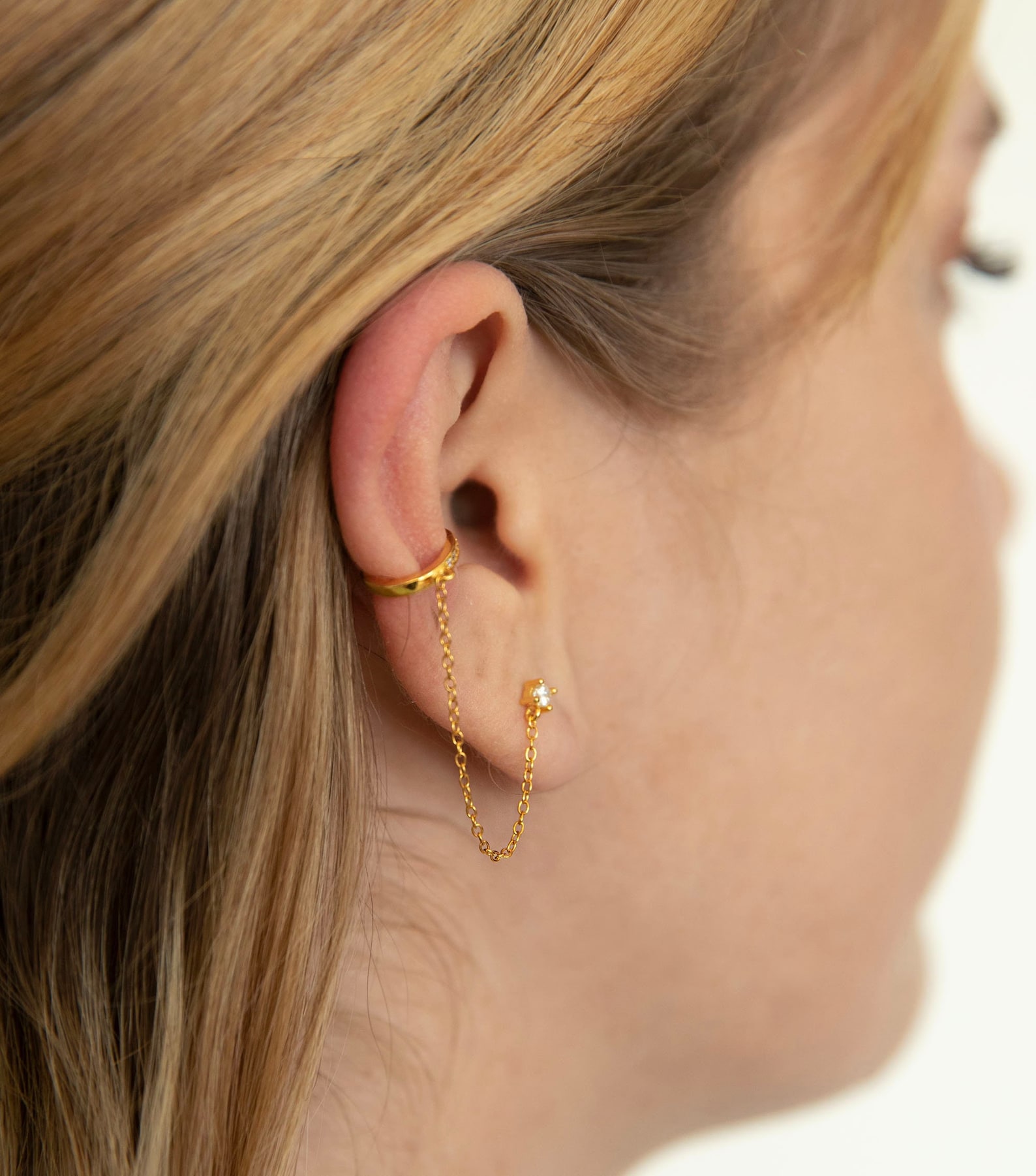 Ear Cuff Chain Earrings Cz Chain Earrings Cz Ear Cuff No - Etsy