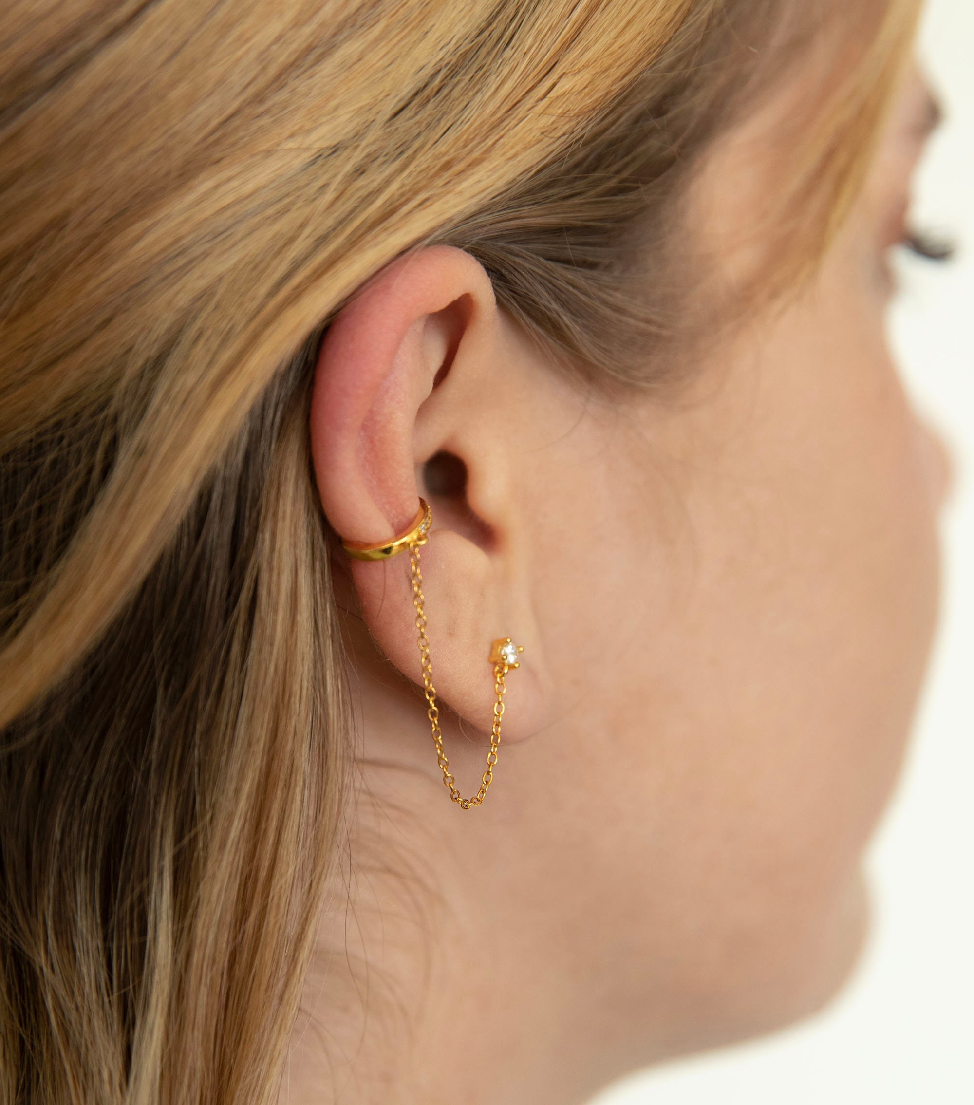 Ear Cuff Chain Earrings Cz Chain Earrings Cz Ear Cuff No - Etsy