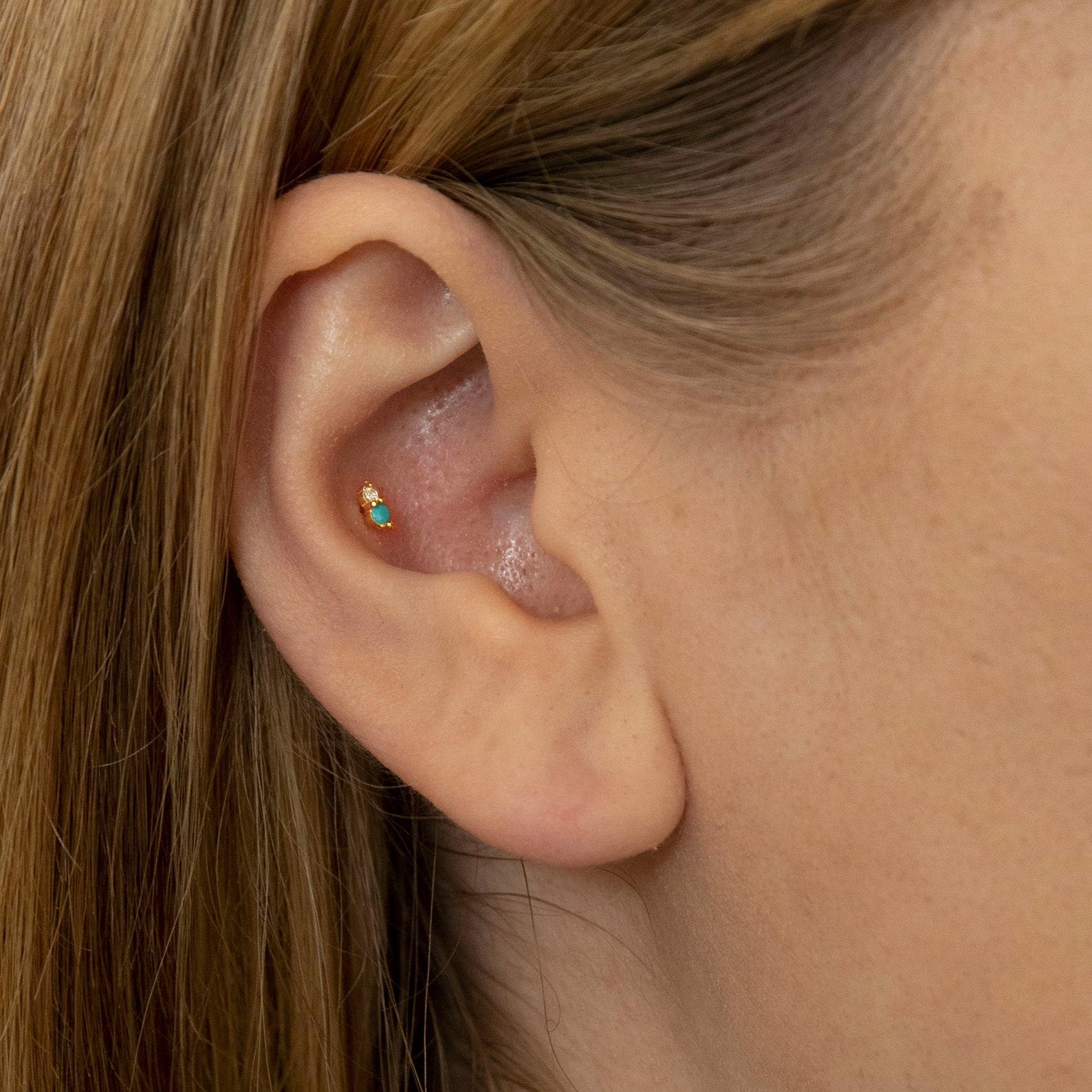 Tiny Two Stone Stud Birthstone Stud Sterling Silver - Etsy