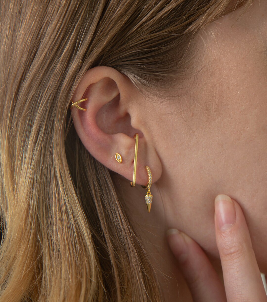 Dainty Lobe Cuff Earring - Sterling Silver Ear Cuff - Bar Cuff Earring ...