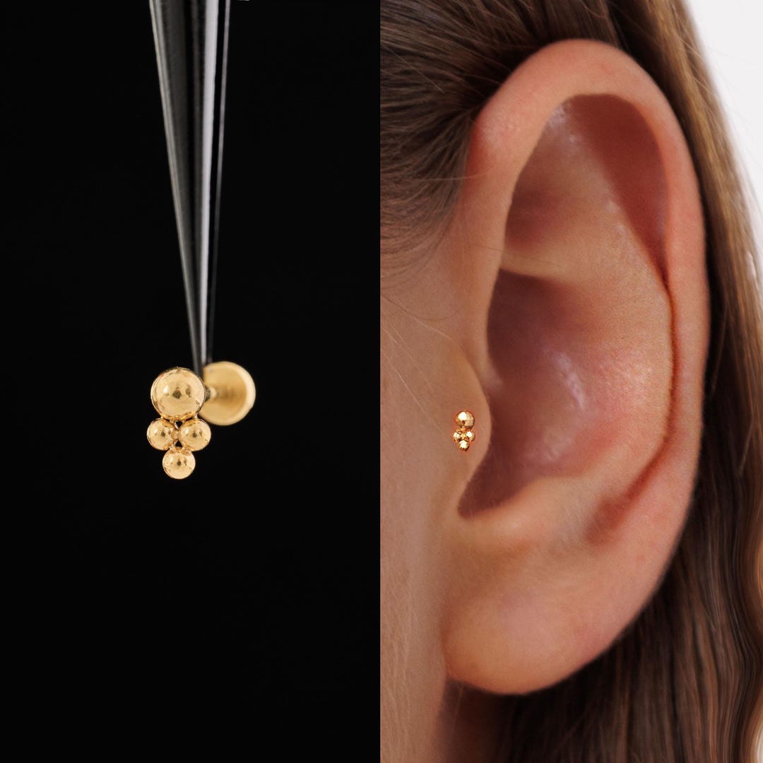 20/18/16G Ball Push Pin Labret • Titanium Threadless Flat Back Earring ...