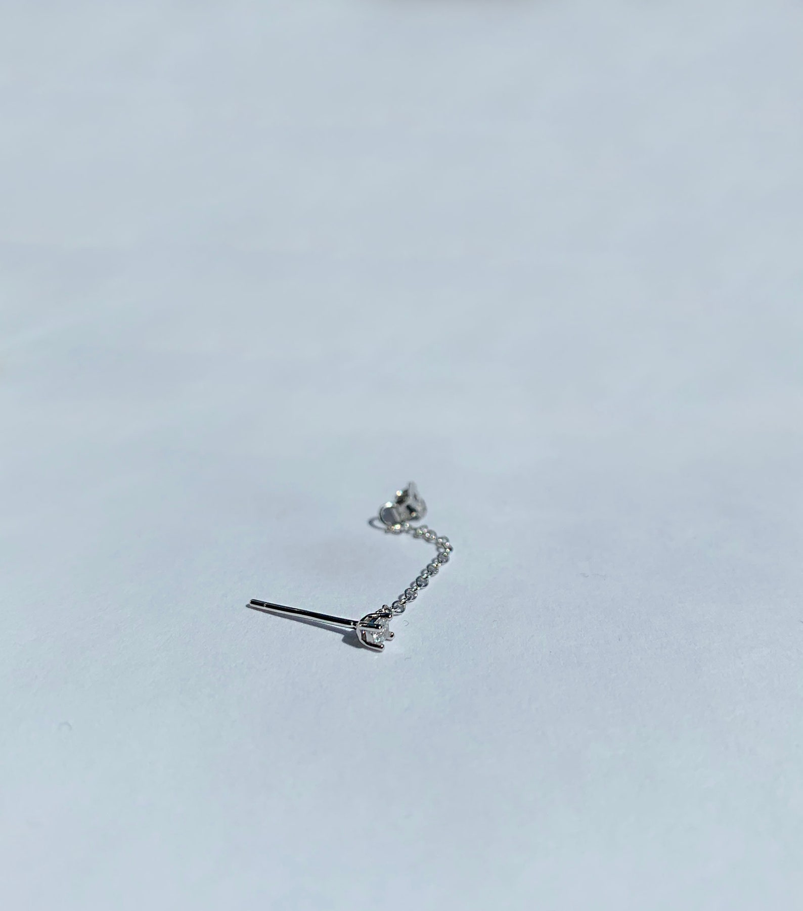 CZ Chain Earring Dainty Stud Earring Sterling Silver chain | Etsy