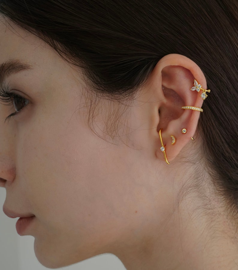 Butterfly Hoop Earrings Cartilage Hoop Earrings Cz Dangle - Etsy