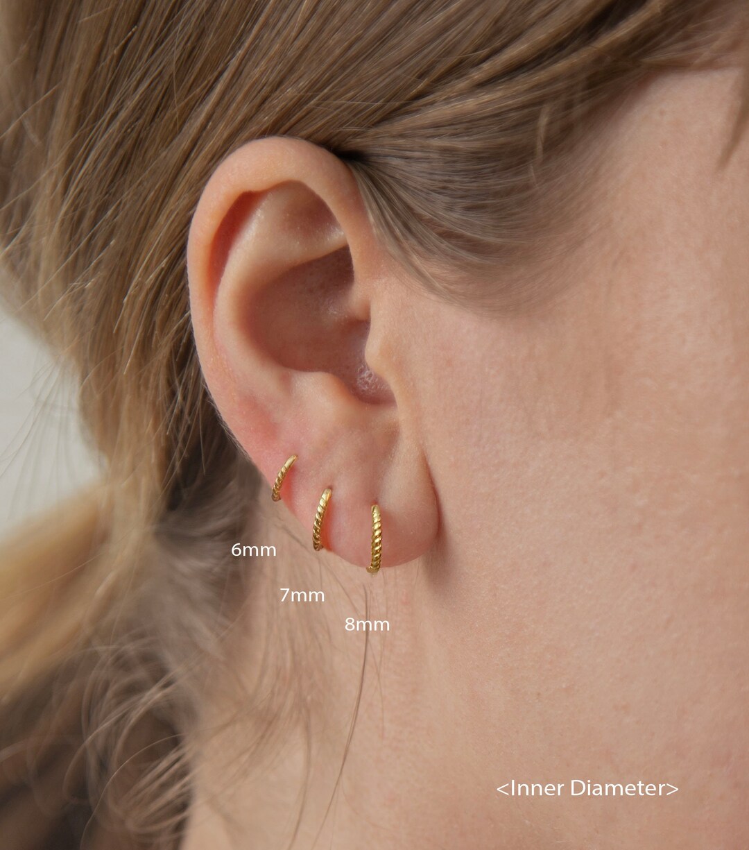 PAIR ITEM: Tiny Braided Hoop Earrings - Cable Hoop Earrings - Gold ...