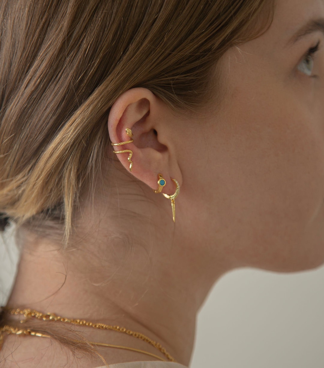 Snake Ear Cuff - Serpent Ear Cuff - Gold Cz Ear Cuff - Minimalist Ear ...