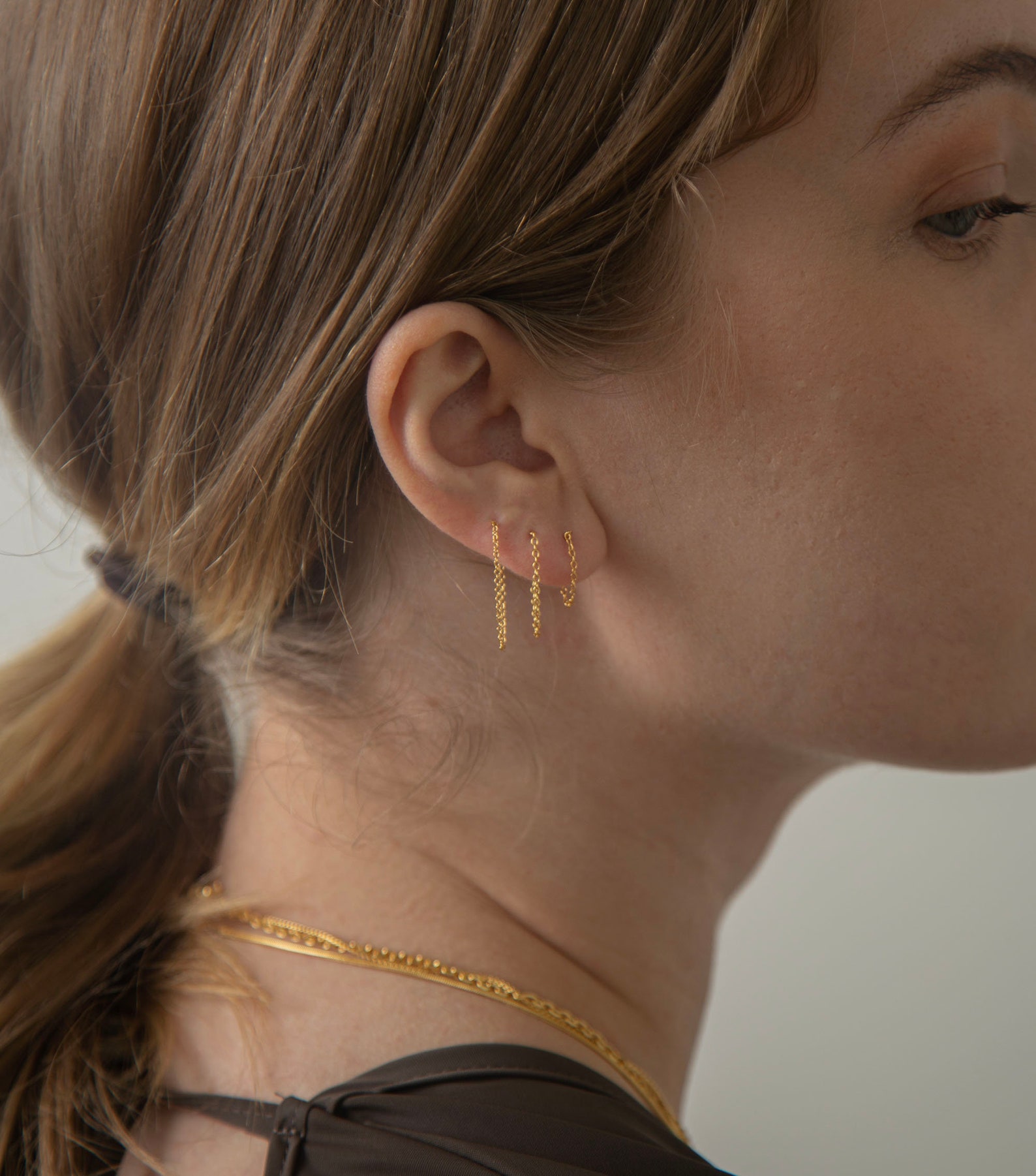 Gold Chain Earring Minimalist Chain Earring Sterling - Etsy