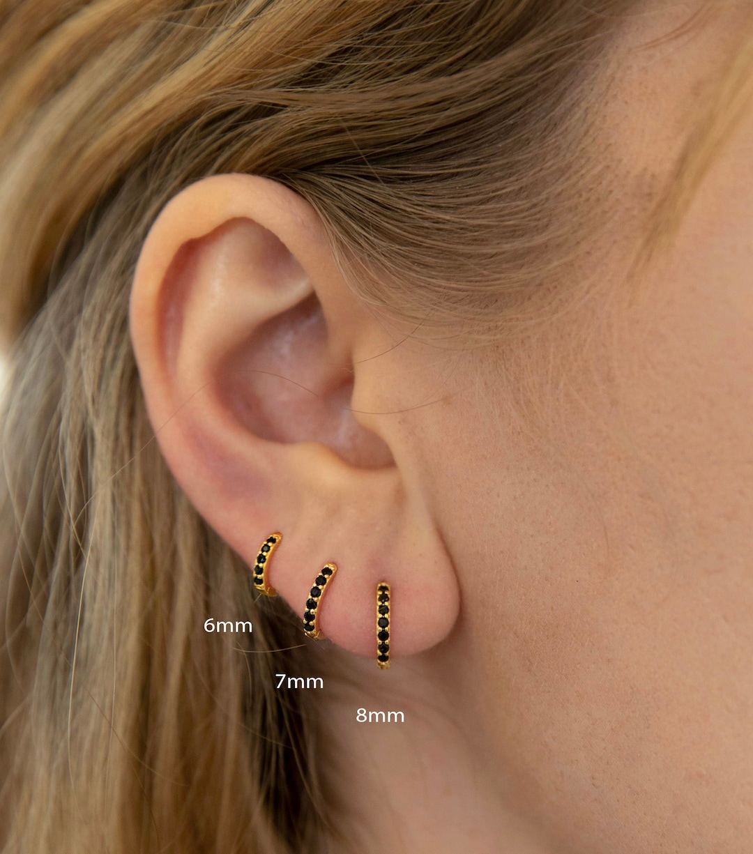 Black Tiny Gold Hoops - Huggie Hoops - Hoop Earring - Silver Hoop ...