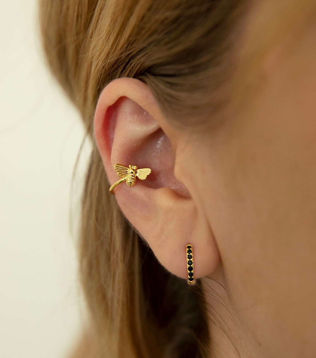 Tiny Bee Ear Cuff - Gold Ear Cuff No Piercing - Dainty Sterling Silver ...