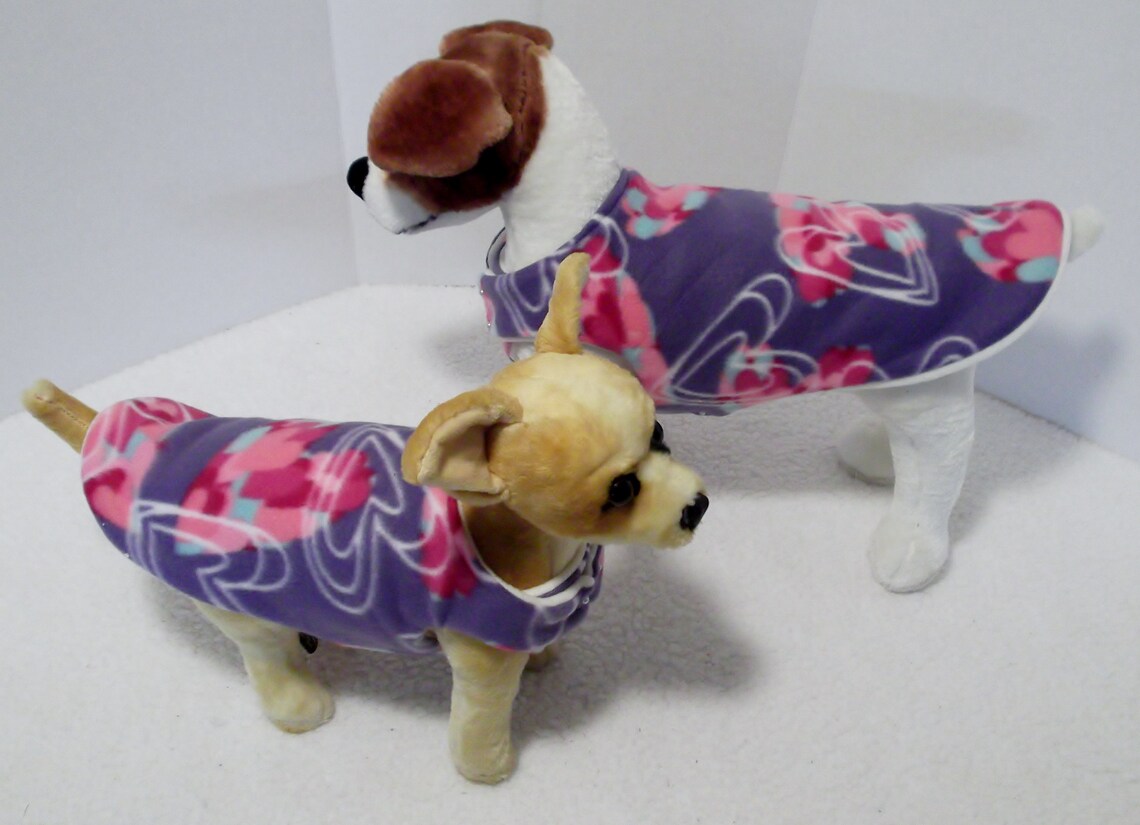Hearts on Purple Little Dog Coat With 3M Thinsulate, Little Dog Back ...