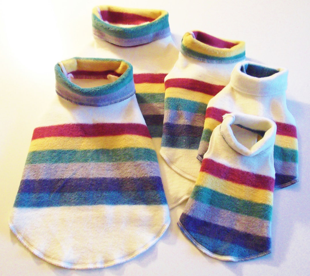 Bison Stripes on Cream Luxury Fleece Little Dog Turtleneck Sweater ...