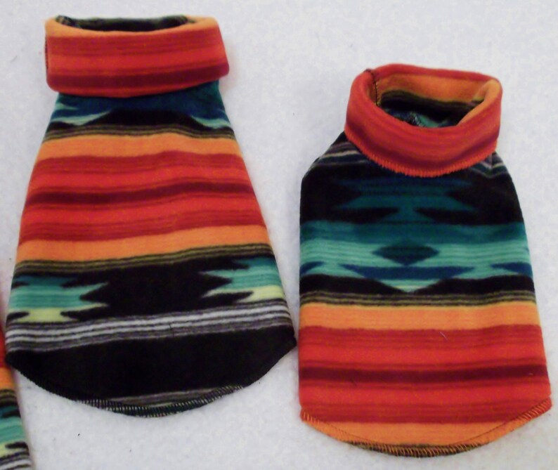 Orange Black and Teal Aztec Print Luxury Fleece Little Dog - Etsy