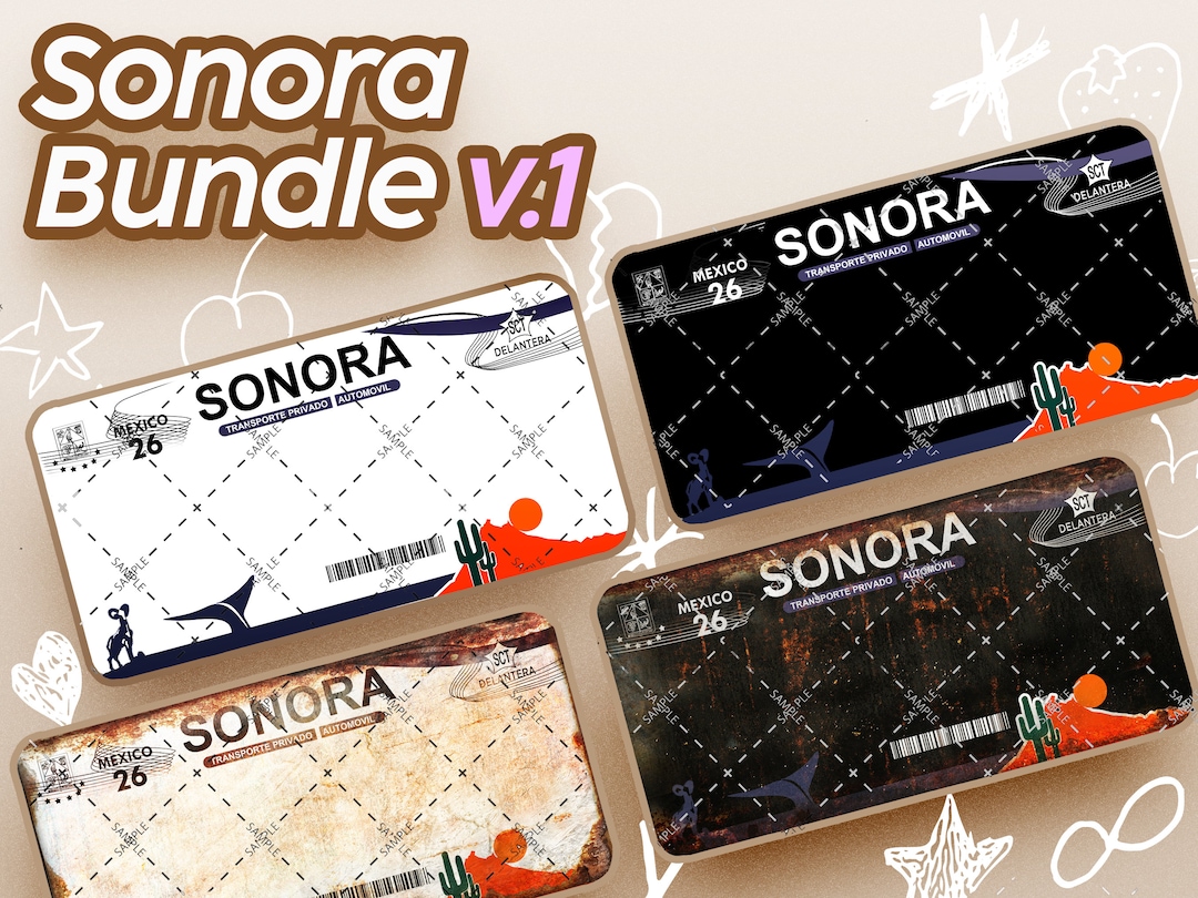 License Plate - Sonora V1|bundle|black|old Rust- Black Version- PNG ...