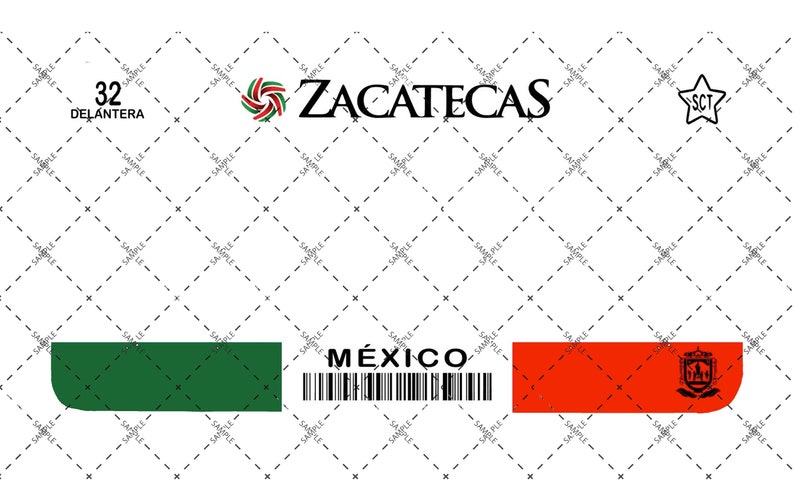 License Plate - Zacatecas V3 - PNG FILE ONLY - Etsy