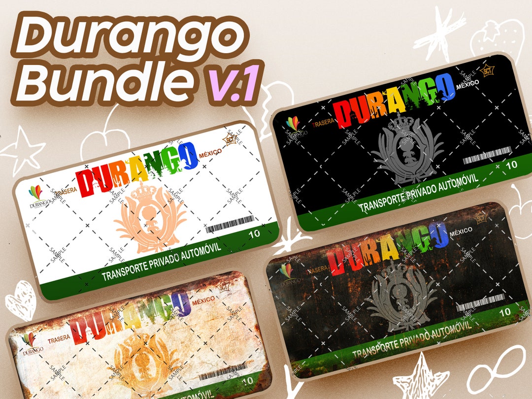 License Plate - Durango - V1|bundle|black|old Rust Black Version- PNG ...