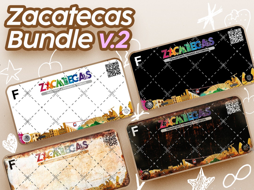 License Plate - Zacatecas V2|bundle|black|old Rust- Black Version- PNG ...