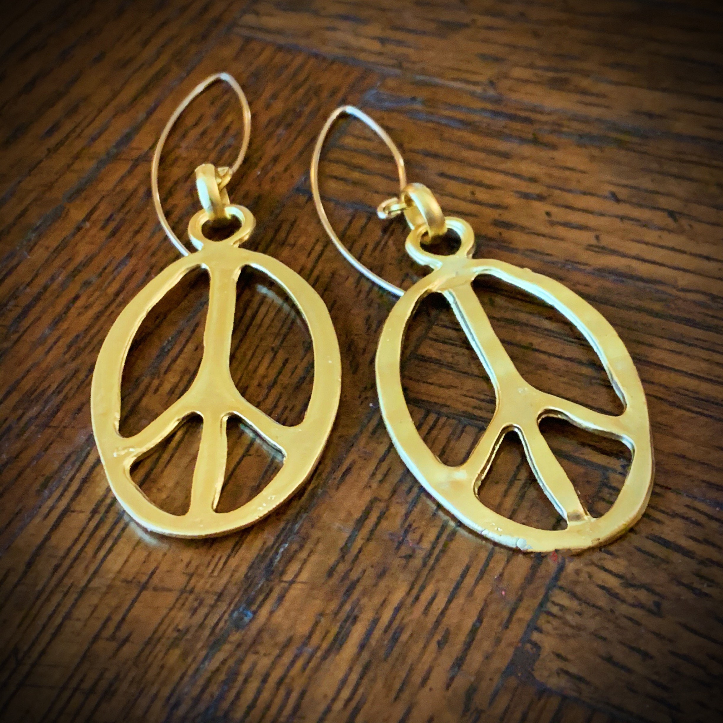Gold peace signs | Etsy