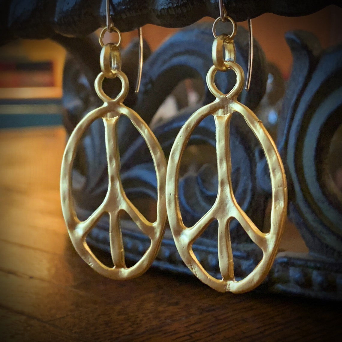 Gold peace signs | Etsy