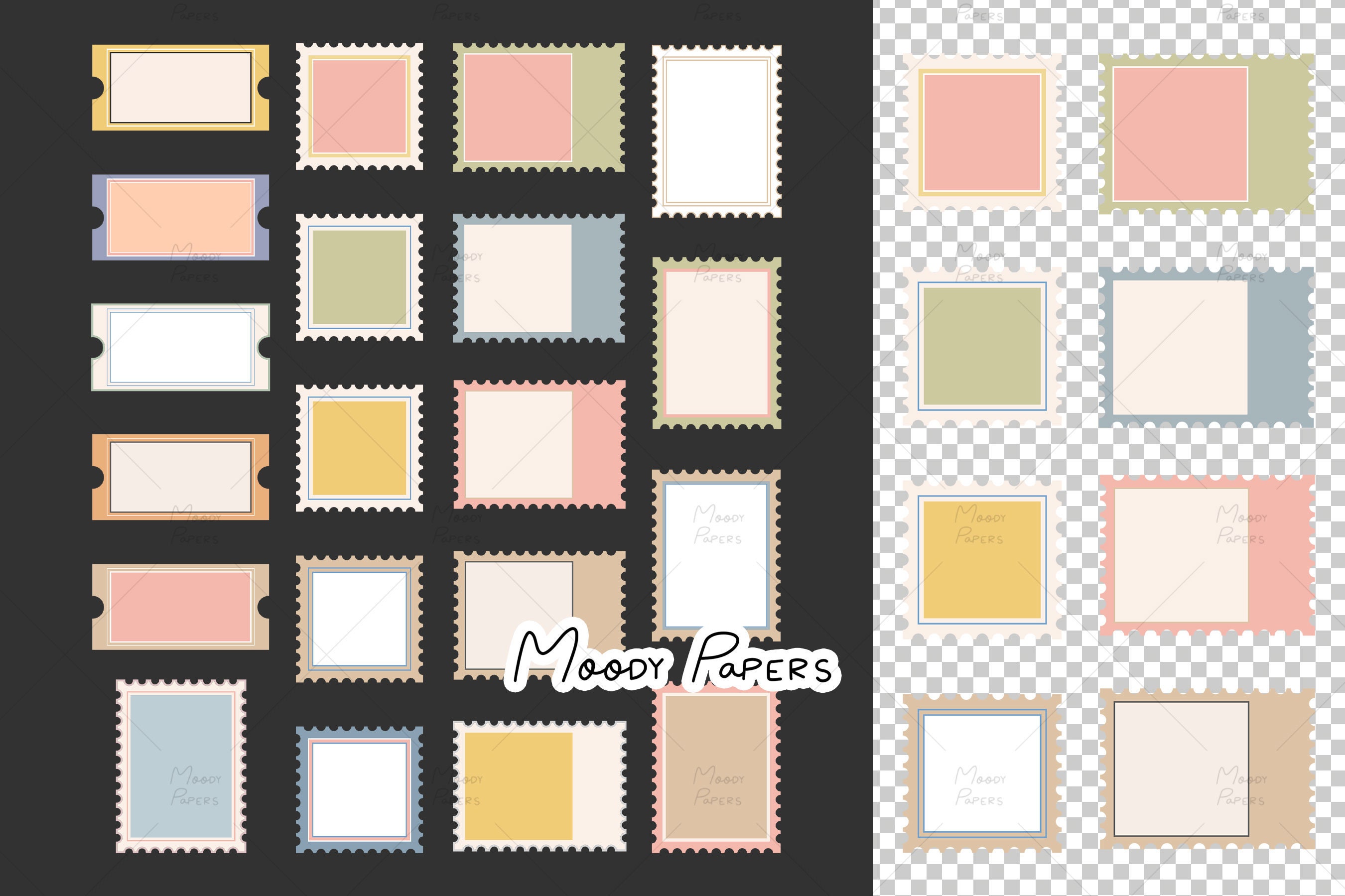 Vintage Postal Stamps Tickets Clipart Printable Sticker - Etsy