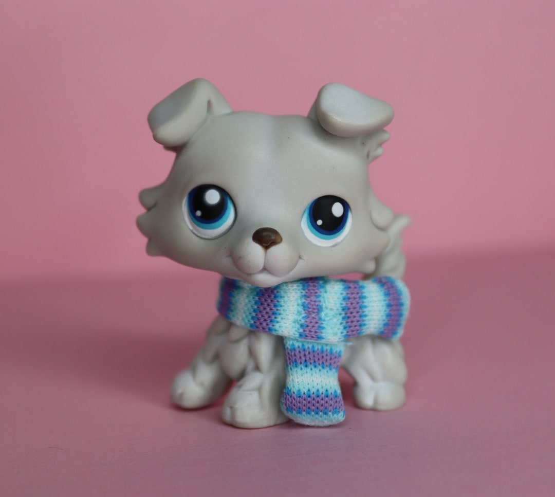 Littlest Pet Shop Grey Collie 363 Vintage Rare With Scarf - Etsy