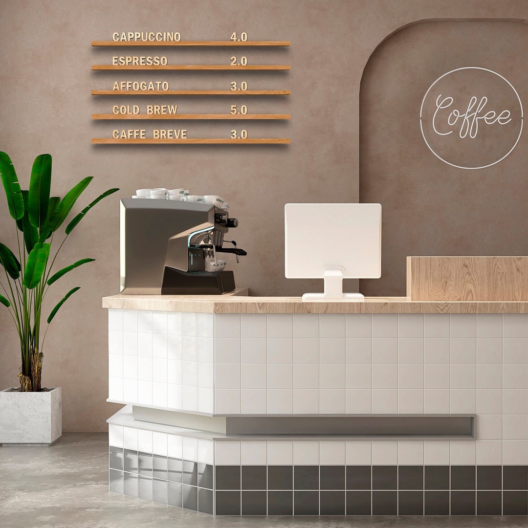 Cafe Wall Menu, Changeable Letters and Wooden Rails, Wall Menu Board ...