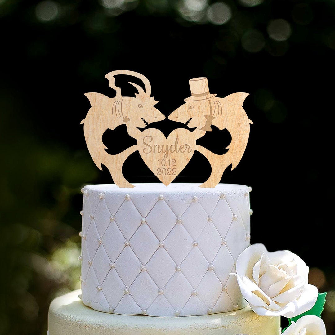 Custom Shark Wedding Cake Topper,shark Party Personalized Wedding ...