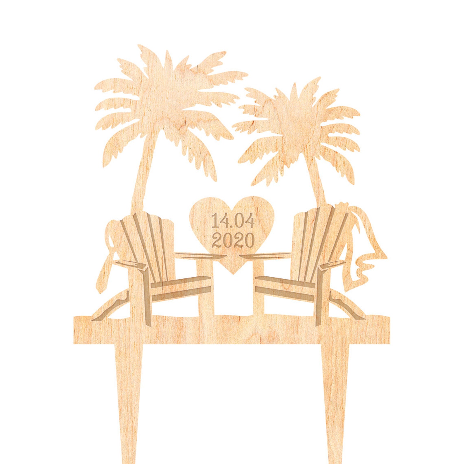 Beach Wedding Palm Tree Tropical Cake Topper Datepalm Tree | Etsy