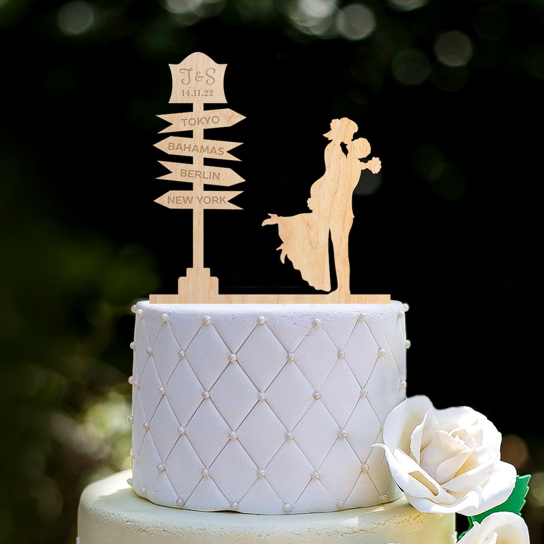 Travel Cake Topper Initials,destination Wedding Cake Topper,travel ...