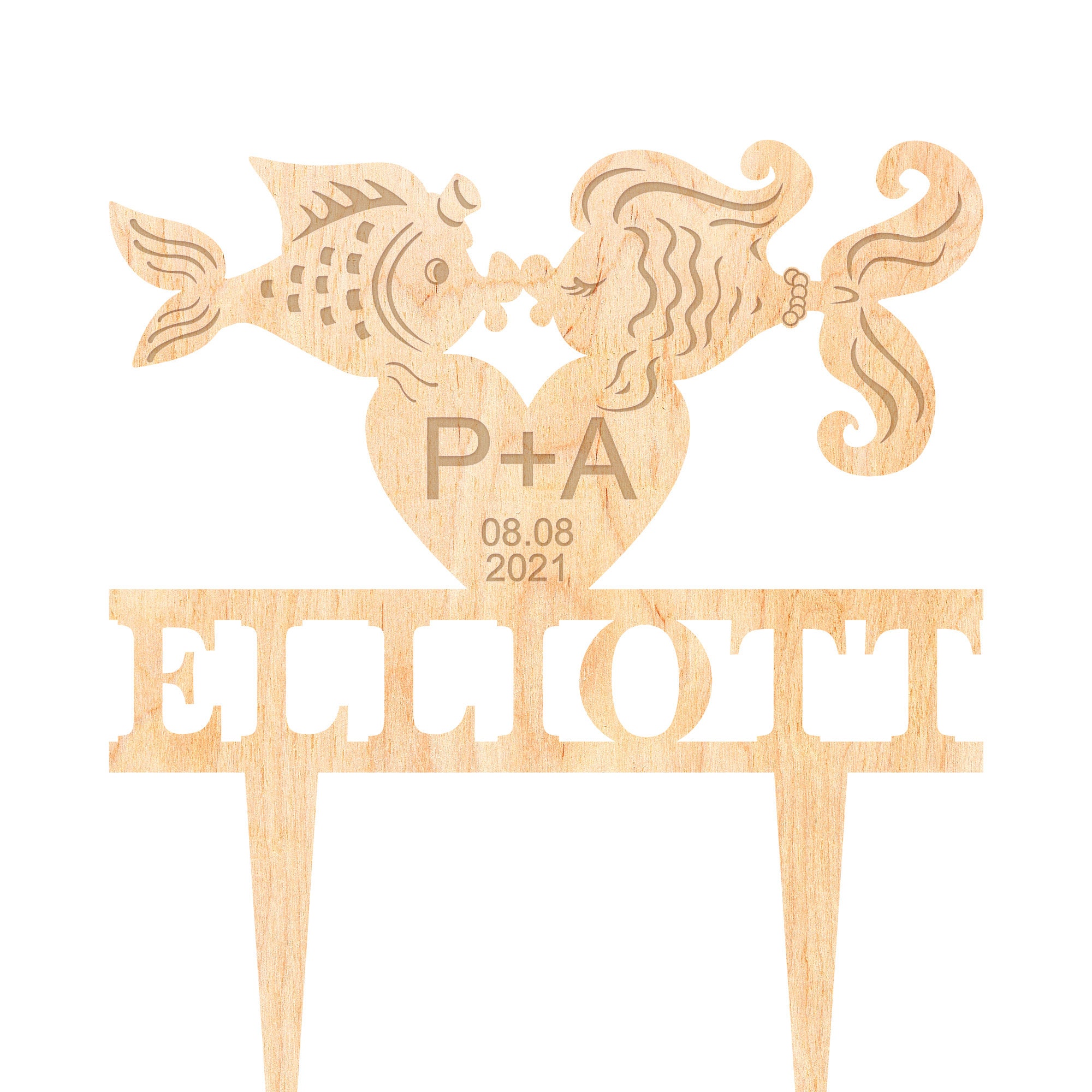 Custom fish wedding cake topper hearttwo less fish in the sea | Etsy