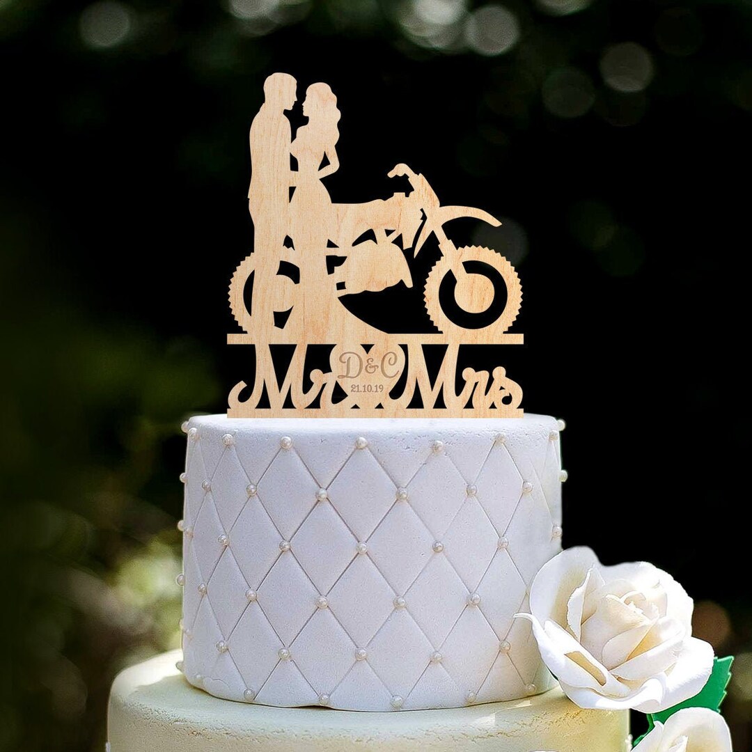 Biker Wedding Dirt Bike Mr and Mrs Wedding Cake Topper,dirt Bike Mr and ...