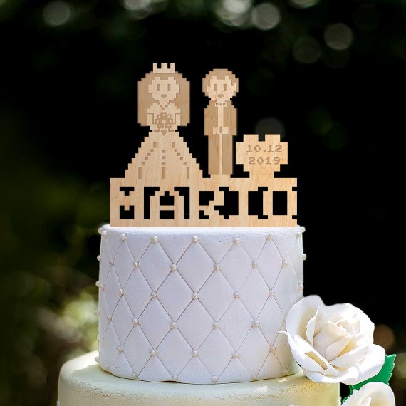 8 Bit Gamer Wedding Cake Topper8 Bit Video Game Bride and | Etsy
