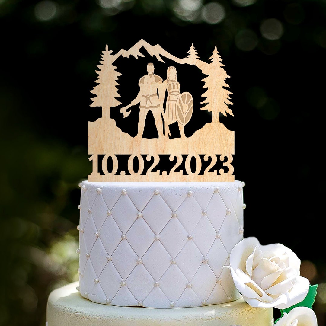 Viking Cake Topper, Wedding Cake Topper, Mountain Cake Topper, Custom ...