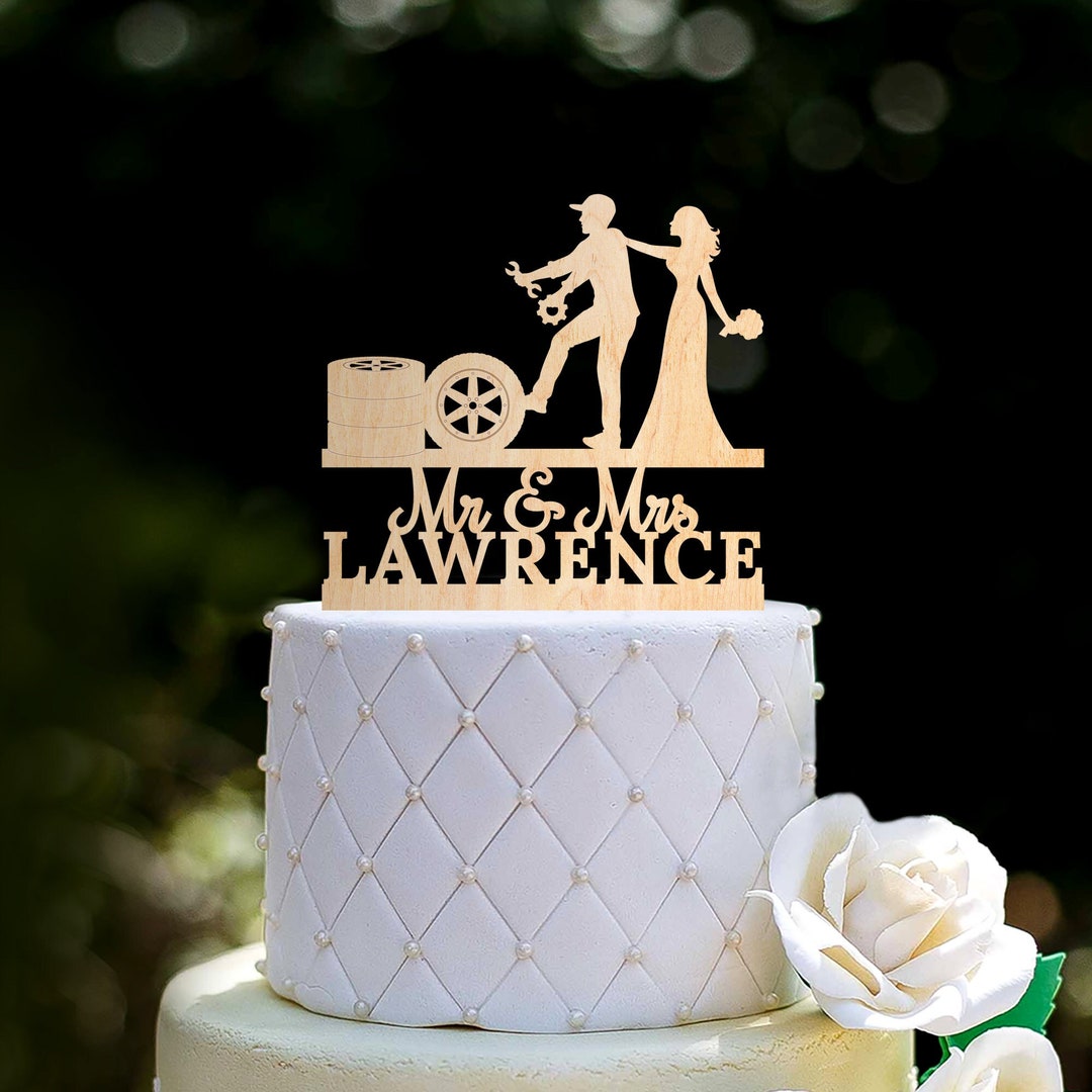 Wedding Cake Topper, Mechanic Cake Topper, Custom Cake Topper, Bride ...