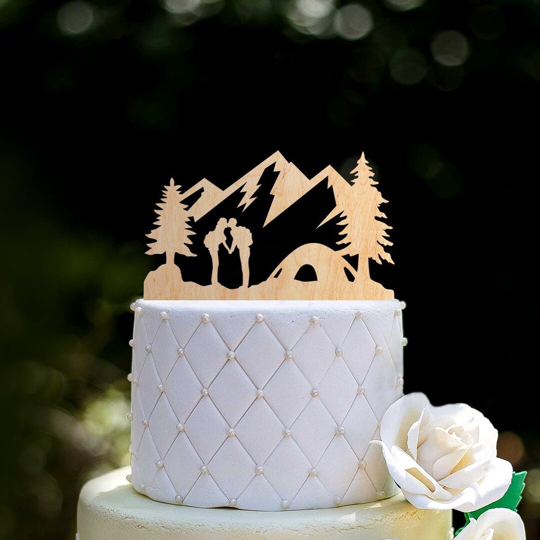 Camp Wedding Cake Topper,camping Wedding Mr and Mrs Cake Topper,outdoor ...