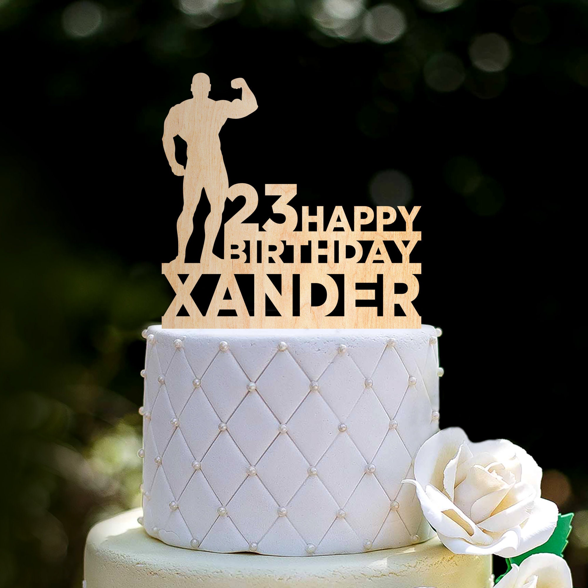 Custom bodybuilder birthday cake topperpersonalized gym | Etsy