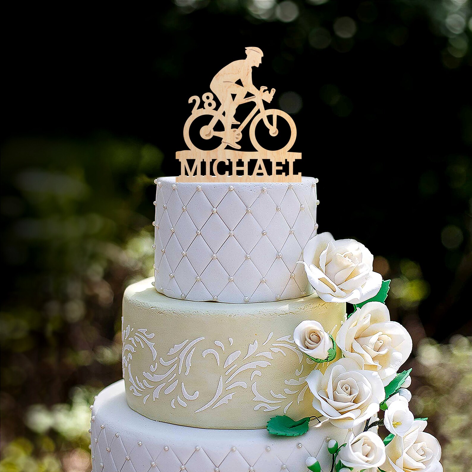 Custom Cyclist Birthday Bicycle Cake Topper Namepersonalized | Etsy