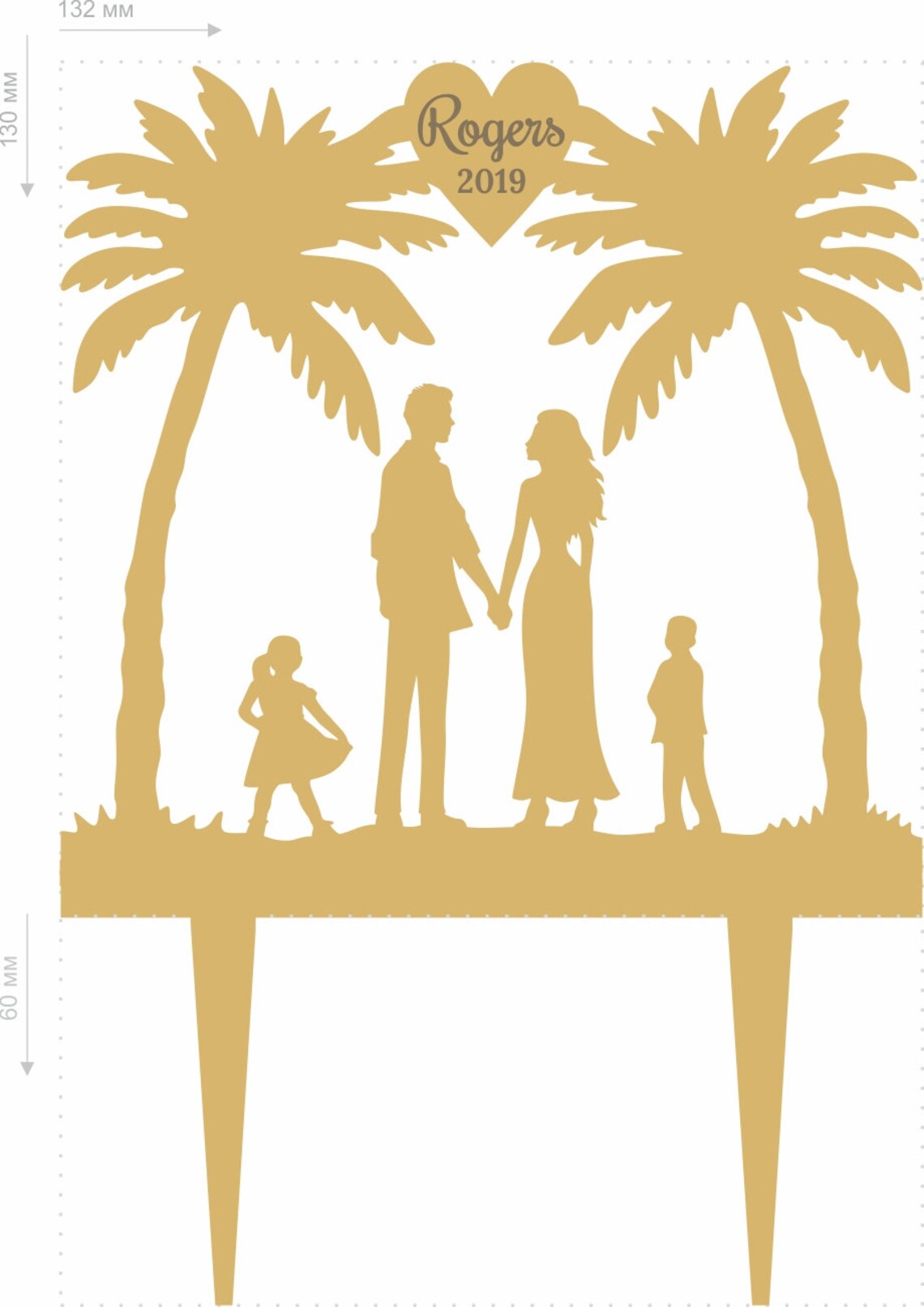 Mr and Mrs Palm Tree Wedding Cake Topper With Childtropical - Etsy