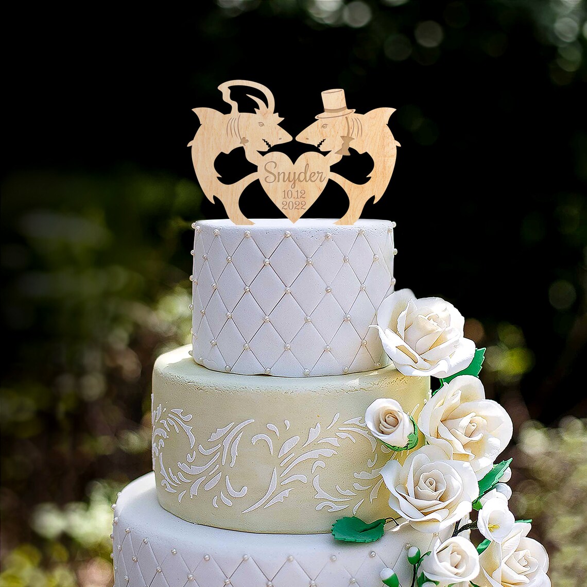 Custom Shark Wedding Cake Toppershark Party Personalized | Etsy