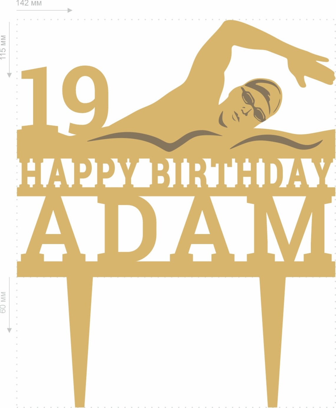 Swimmer cake topper birthdayswimming birthday age cake | Etsy