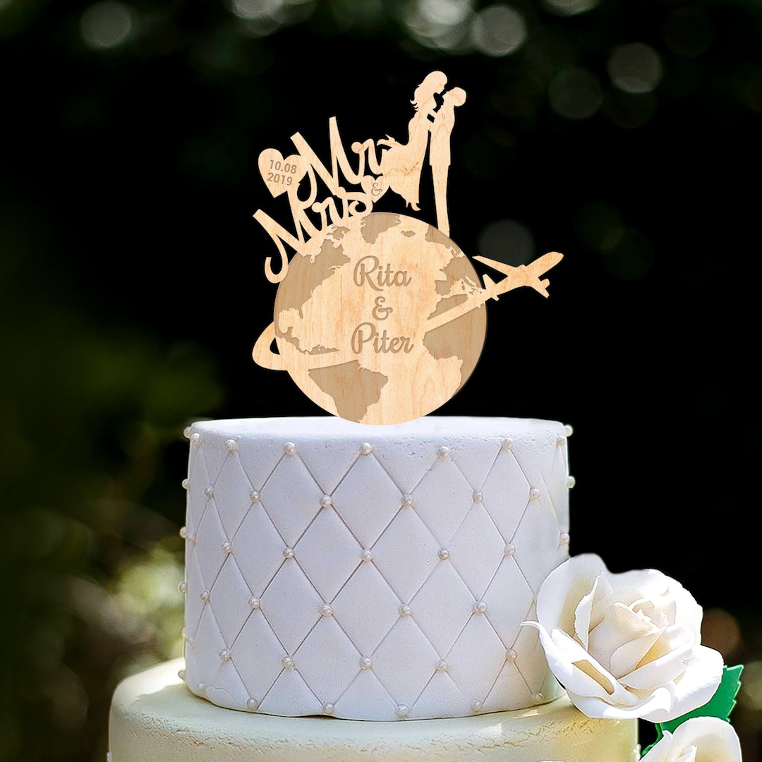 Travel Wedding Cake Topper, Destination Wedding Cake Topper, Map ...
