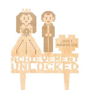 8 Bit Gamer Wedding Mr and Mrs Cake Topper,8 Bit Video Game Bride Groom ...