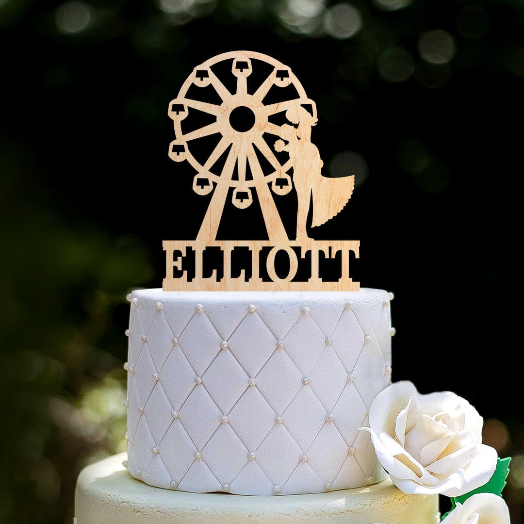 Ferris Wheel Wedding Mr and Mrs Cake Topper,vintage Ferris Wheel Bride ...