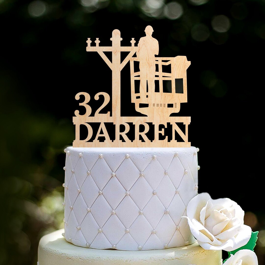Electrician Birthday Cake Topper Customlineman Cake Topper - Etsy