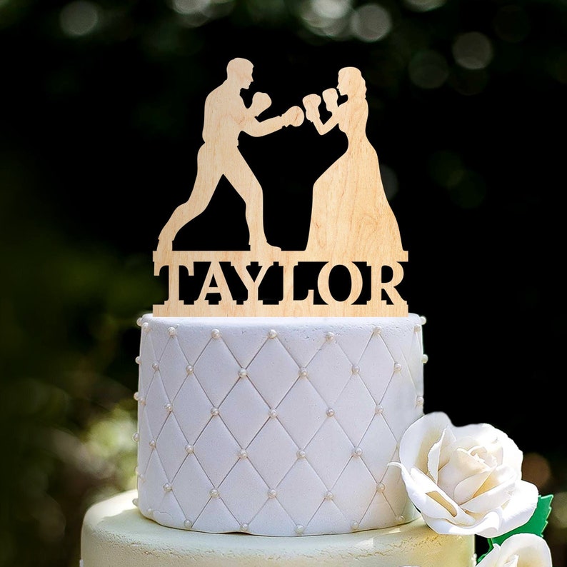 Boxing Wedding Cake Topper Last Namebride and Groom Boxing - Etsy
